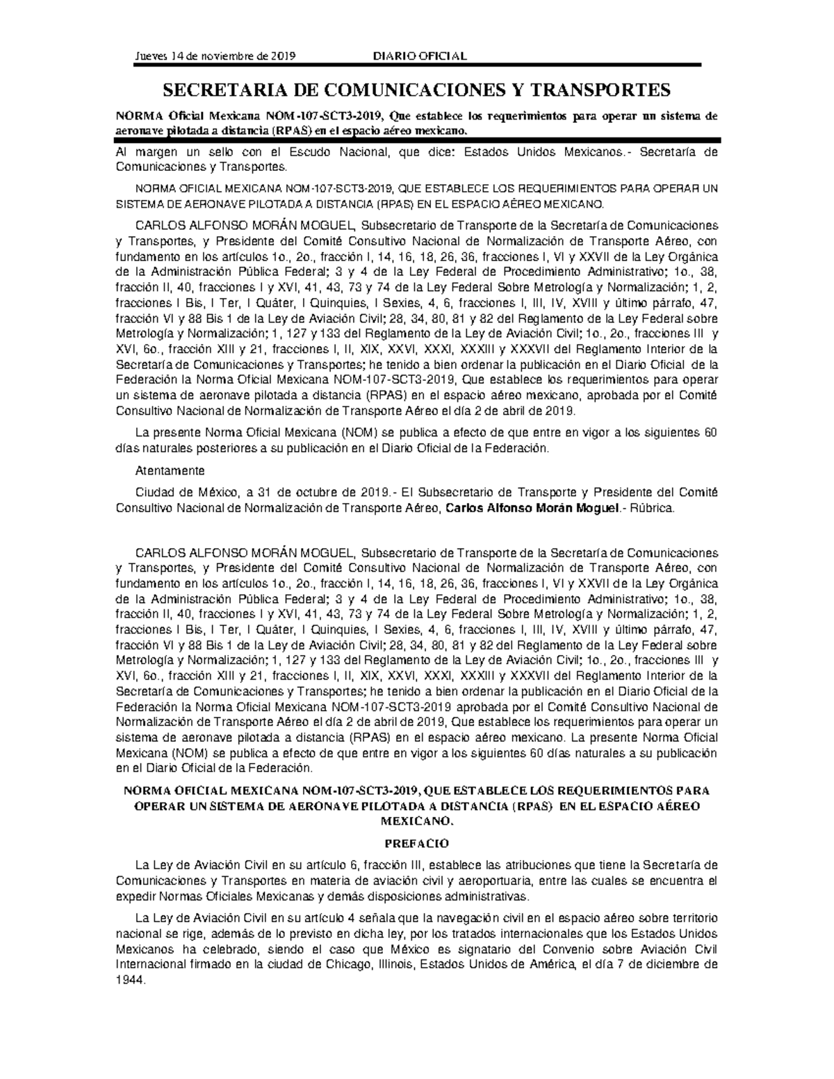 Nom 107 sct3 2019 2011 19 - Jueves 14 de noviembre de 2019 DIARIO ...
