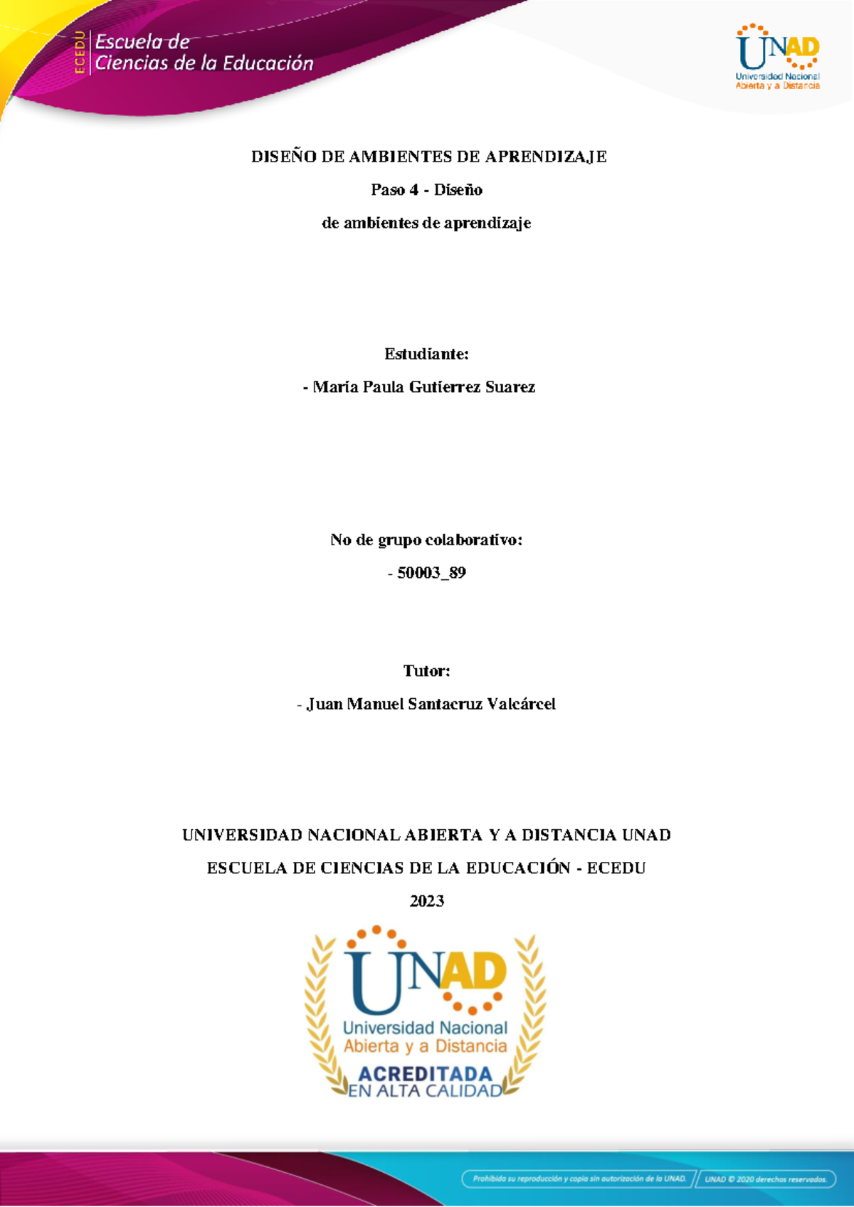 Paso4 50003 89 - trabao de Diseño de ambiente de aprendizaje - DISEÑO ...