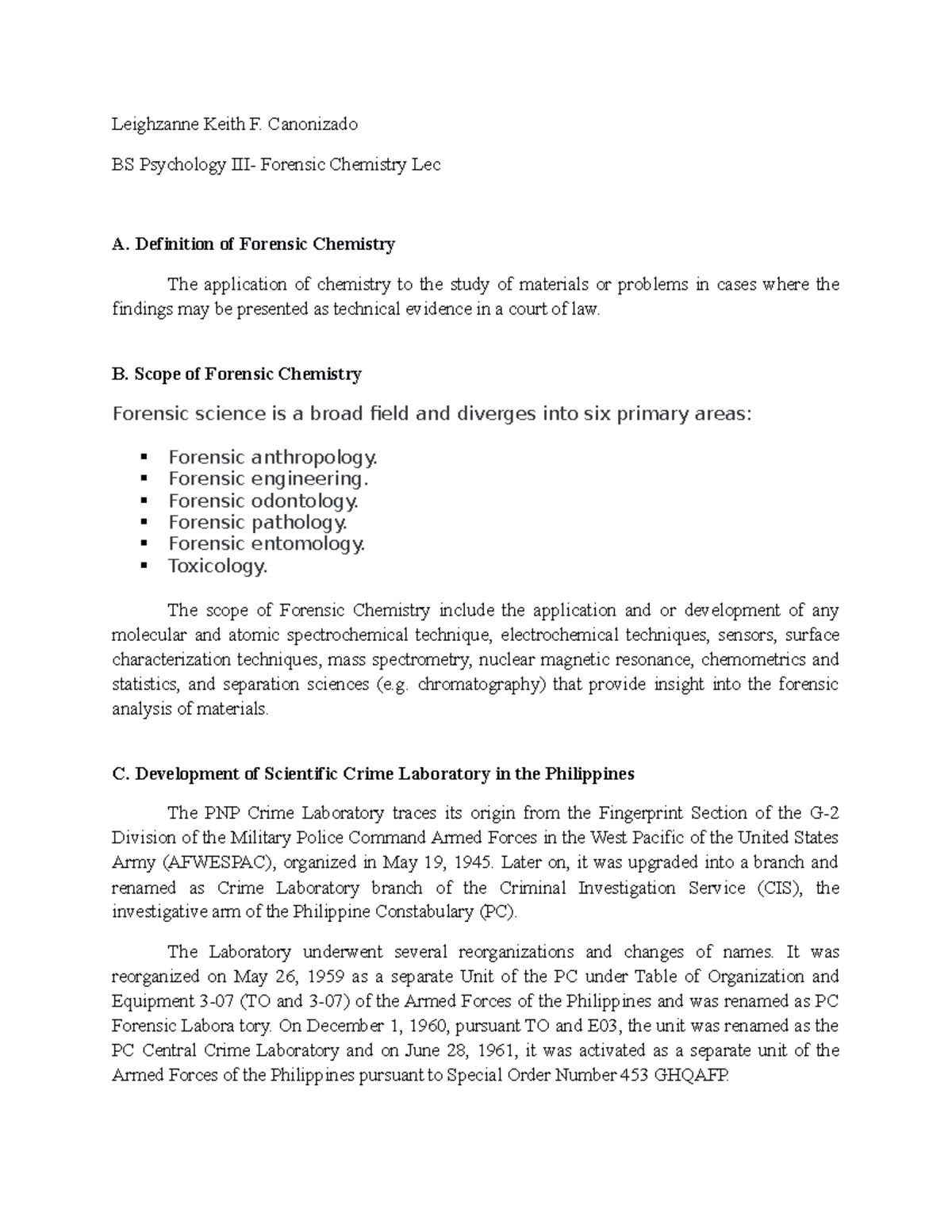 Forensic Chemistry: Assignment on Forensic Chemistry Introduction ...