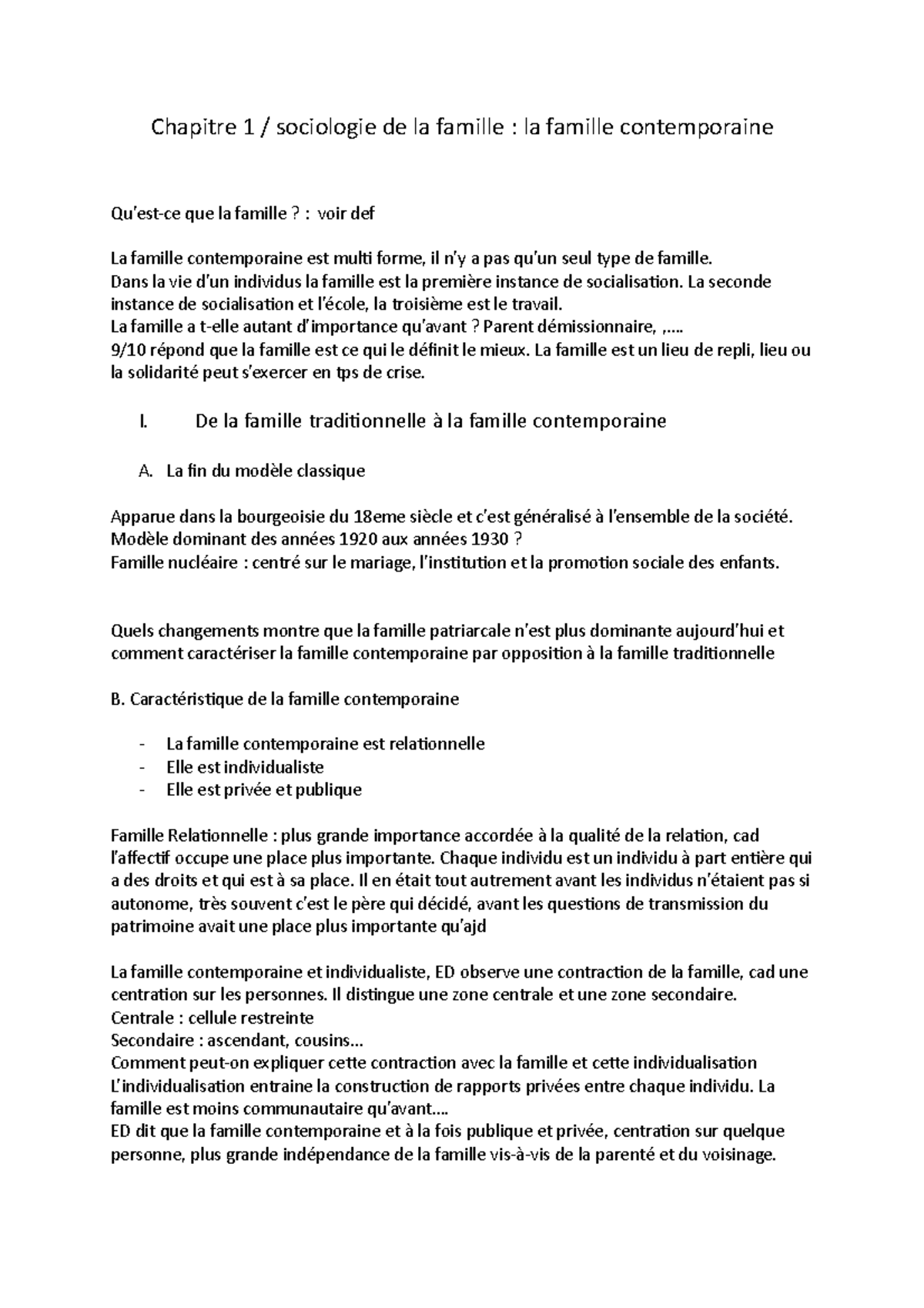 Socio - Chapitre 1 - la famille - Chapitre 1 / sociologie de la famille ...