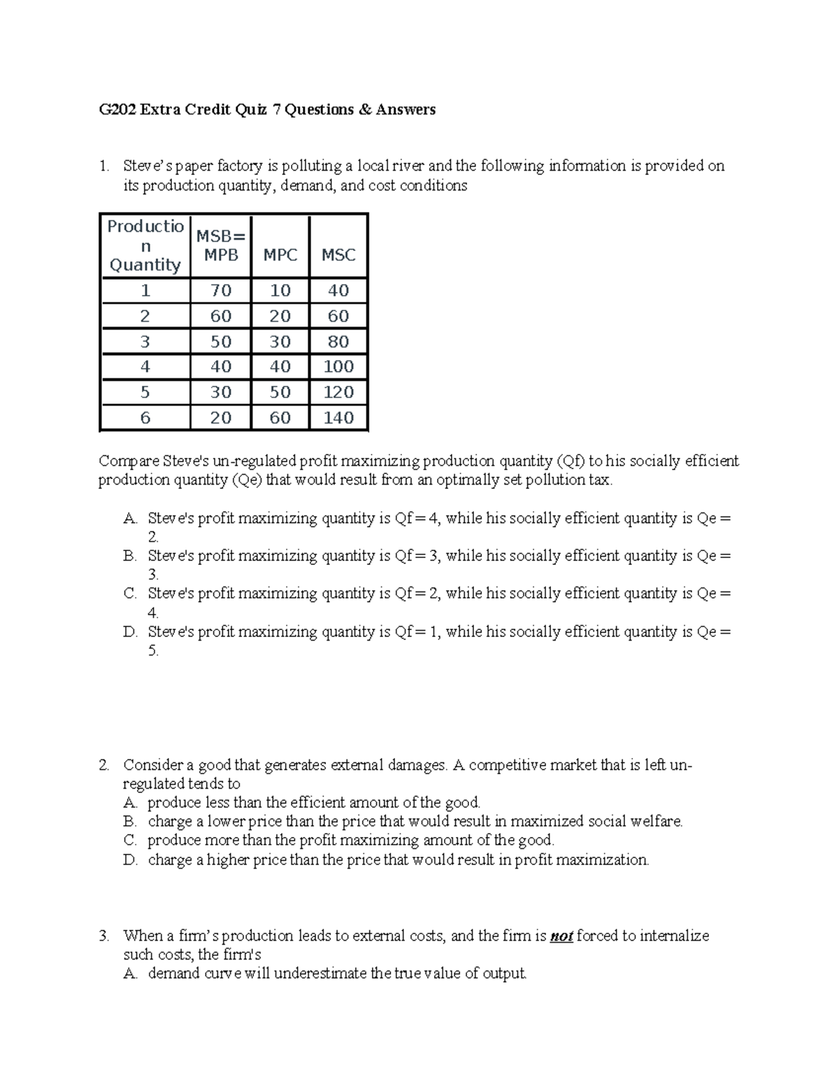 Extra Credit Quiz 7 & Top Hat Answerkey - G202 Extra Credit Quiz 7 ...