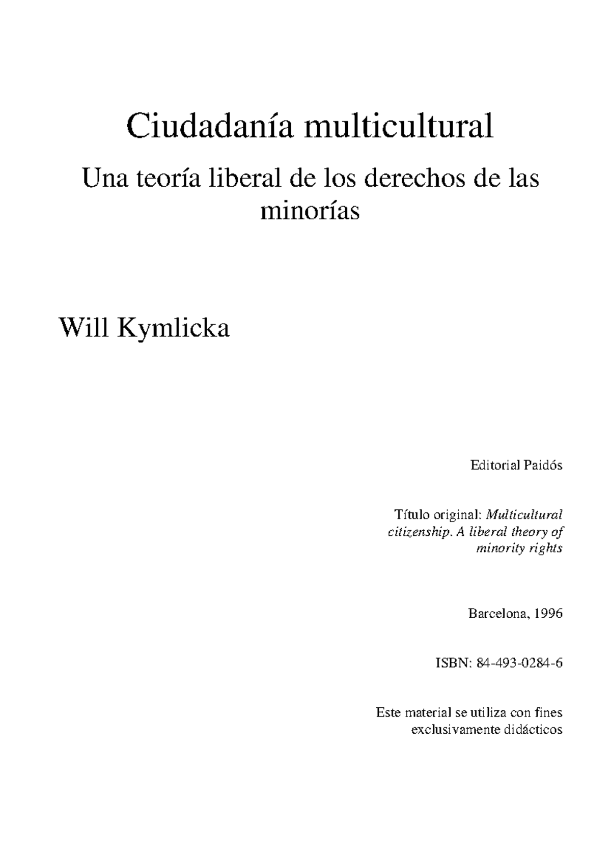 Ciudadania Multicultural Kymlicka - Ciudadanía multicultural Una teoría ...