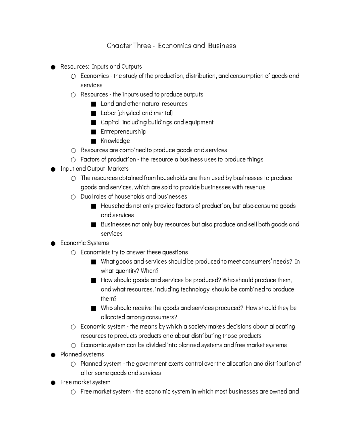 Chapter Three Economics and Business - Chapter Three - Economics and ...