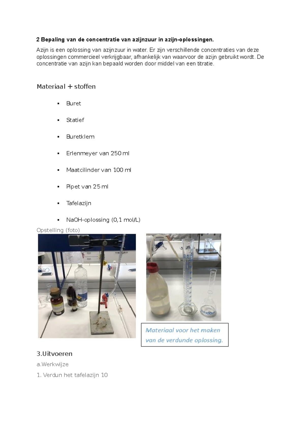 Bepaling van de concentratie van azijnzuur in azijn - Azijn is een ...