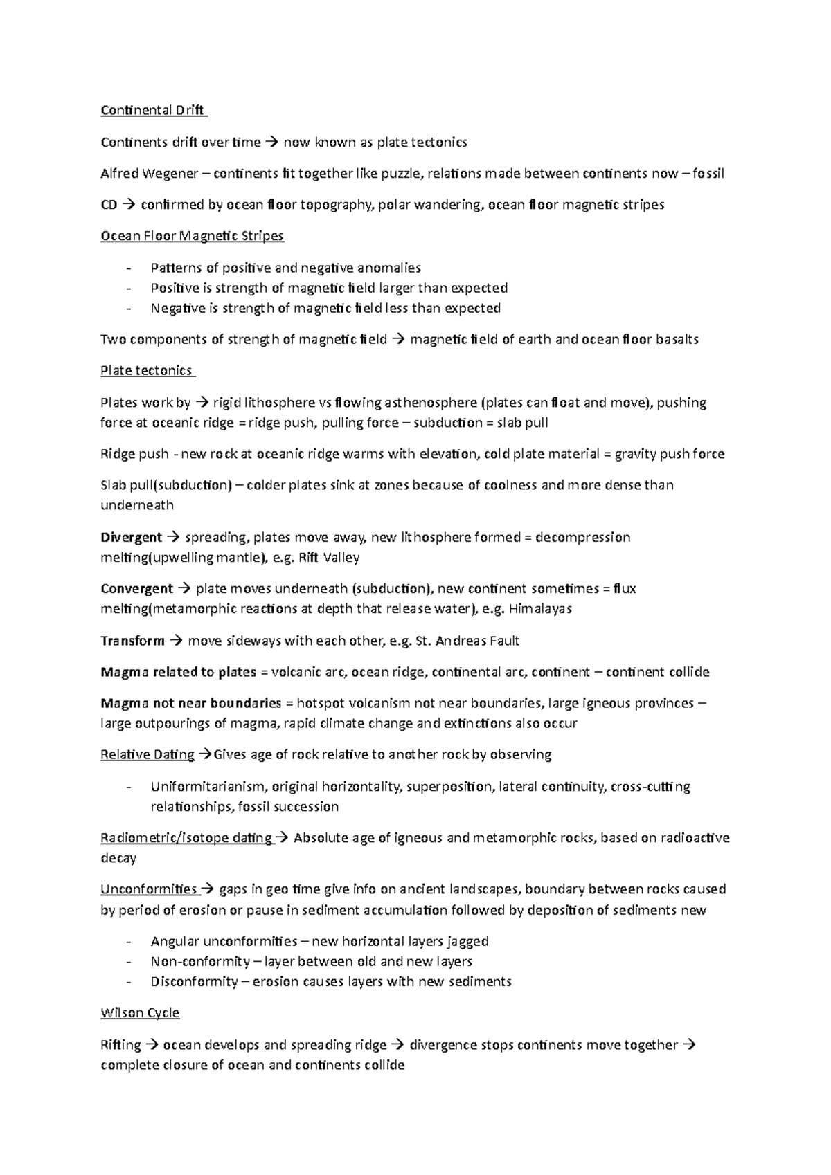 Final EXAM Notes - Continental Drift Continents drift over time now ...