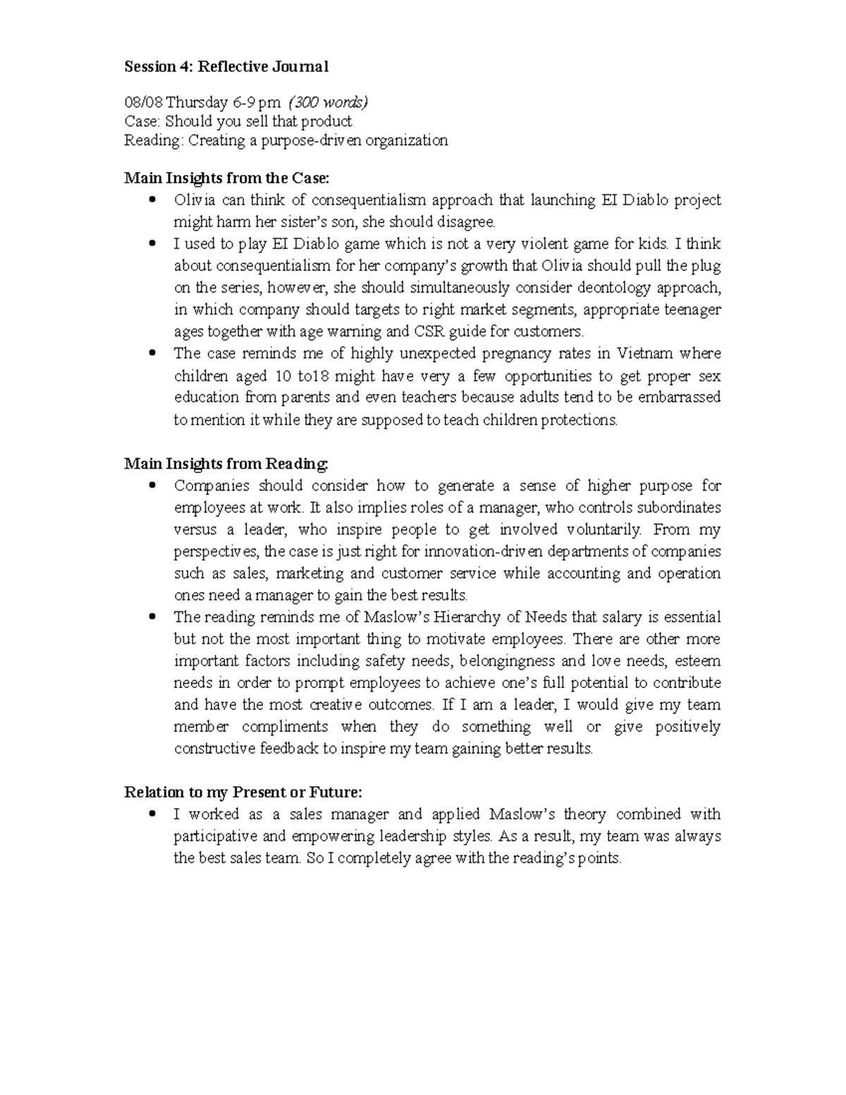 Session 4 Analyses of case studies - Session 4: Reflective Journal 08/ ...