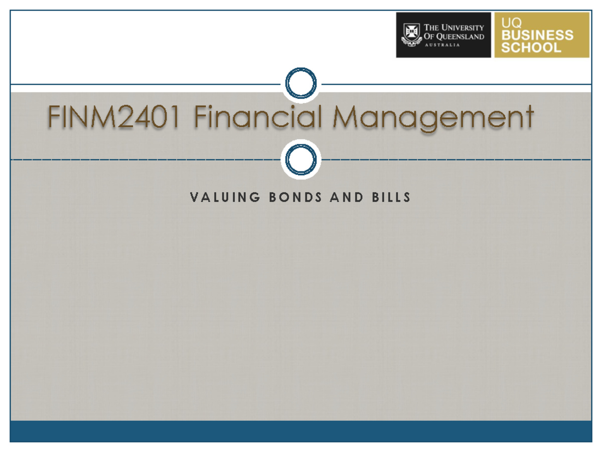 Lecture 04 - with example solution - FINM2401 Financial Management ...