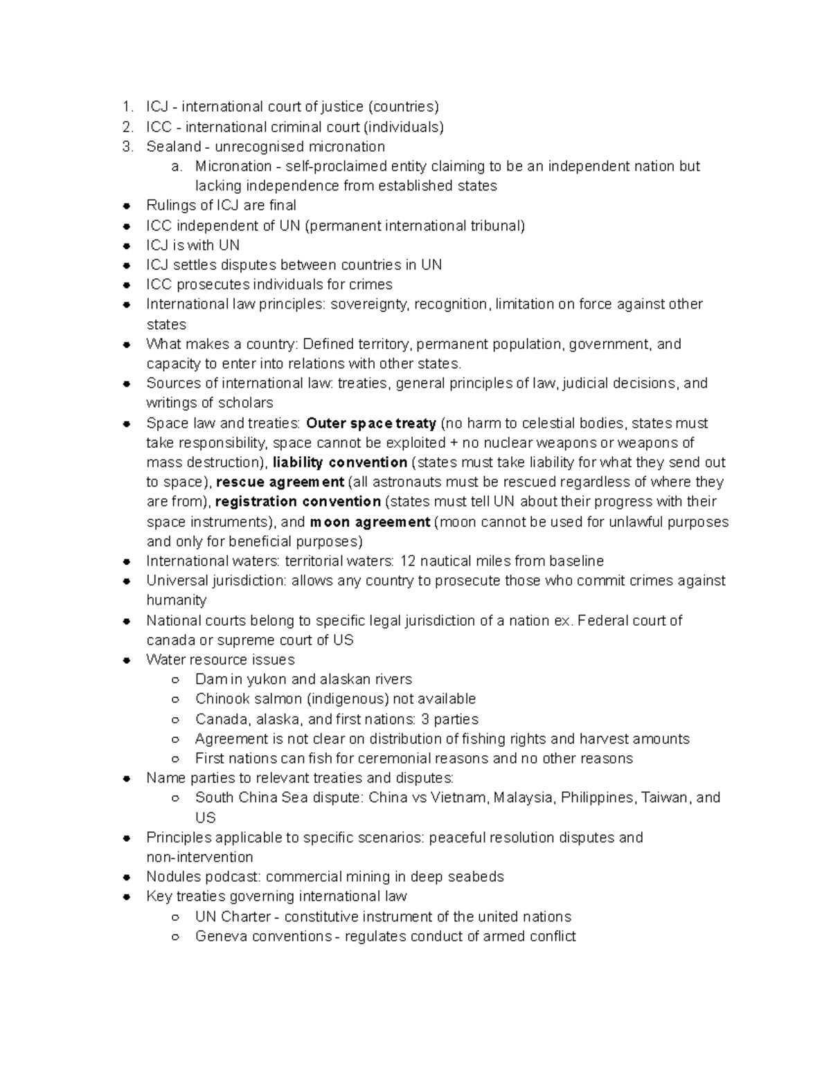 International Law - notes - ICJ - international court of justice ...