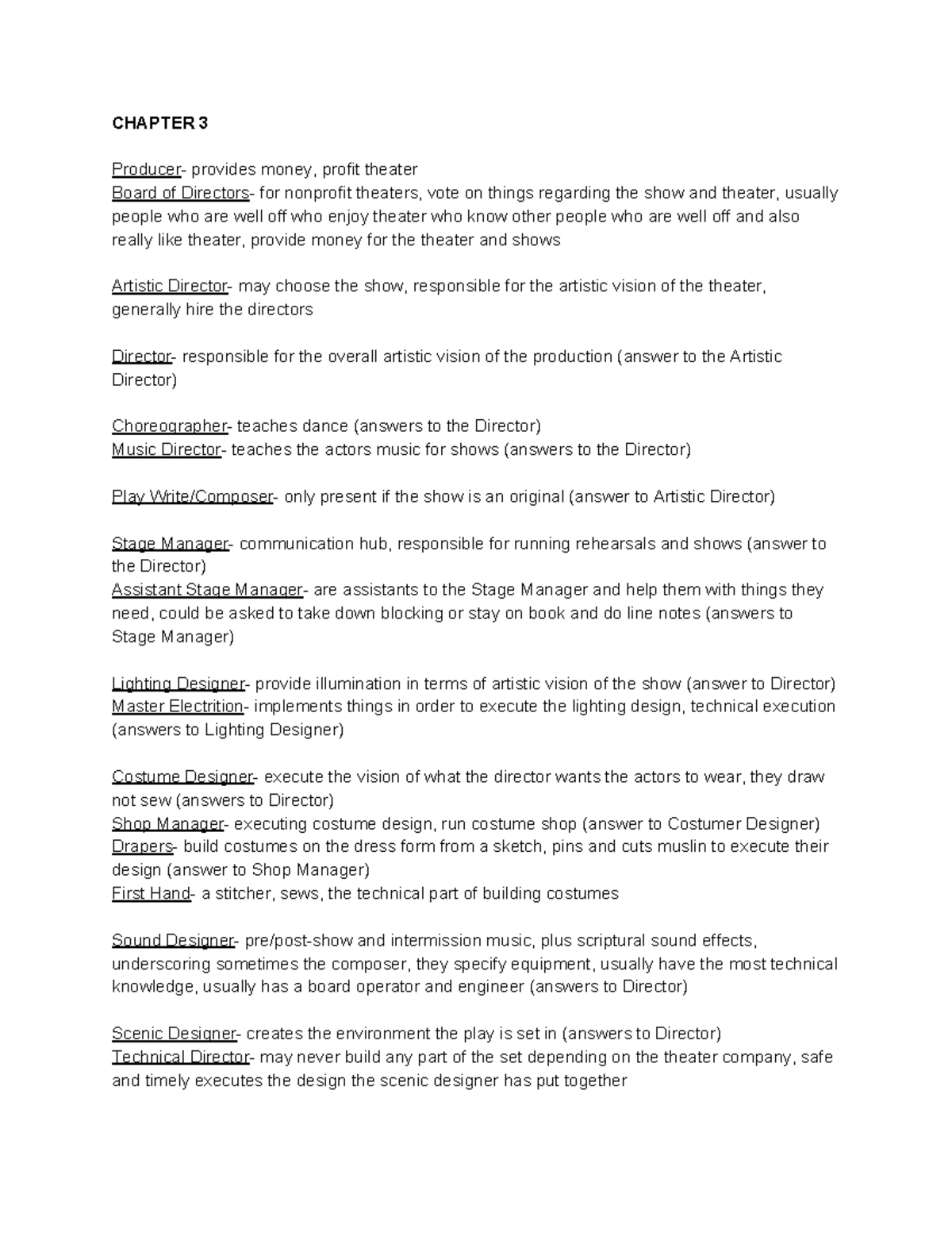 Stage Management Basics Ch.3 Theater Hierarchy - CHAPTER 3 Producer ...