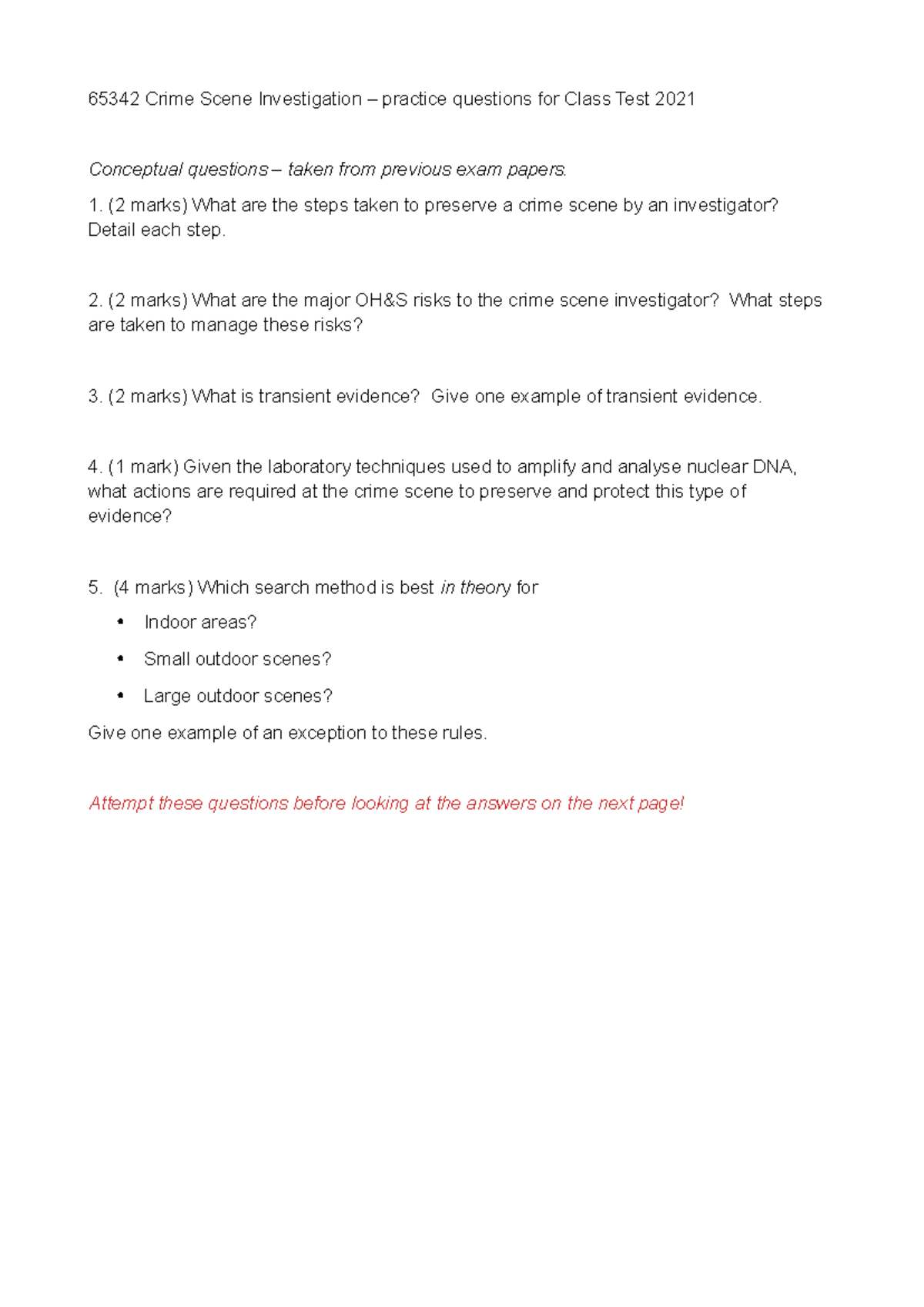 Practice questions for class test - (2 marks) What are the steps taken ...