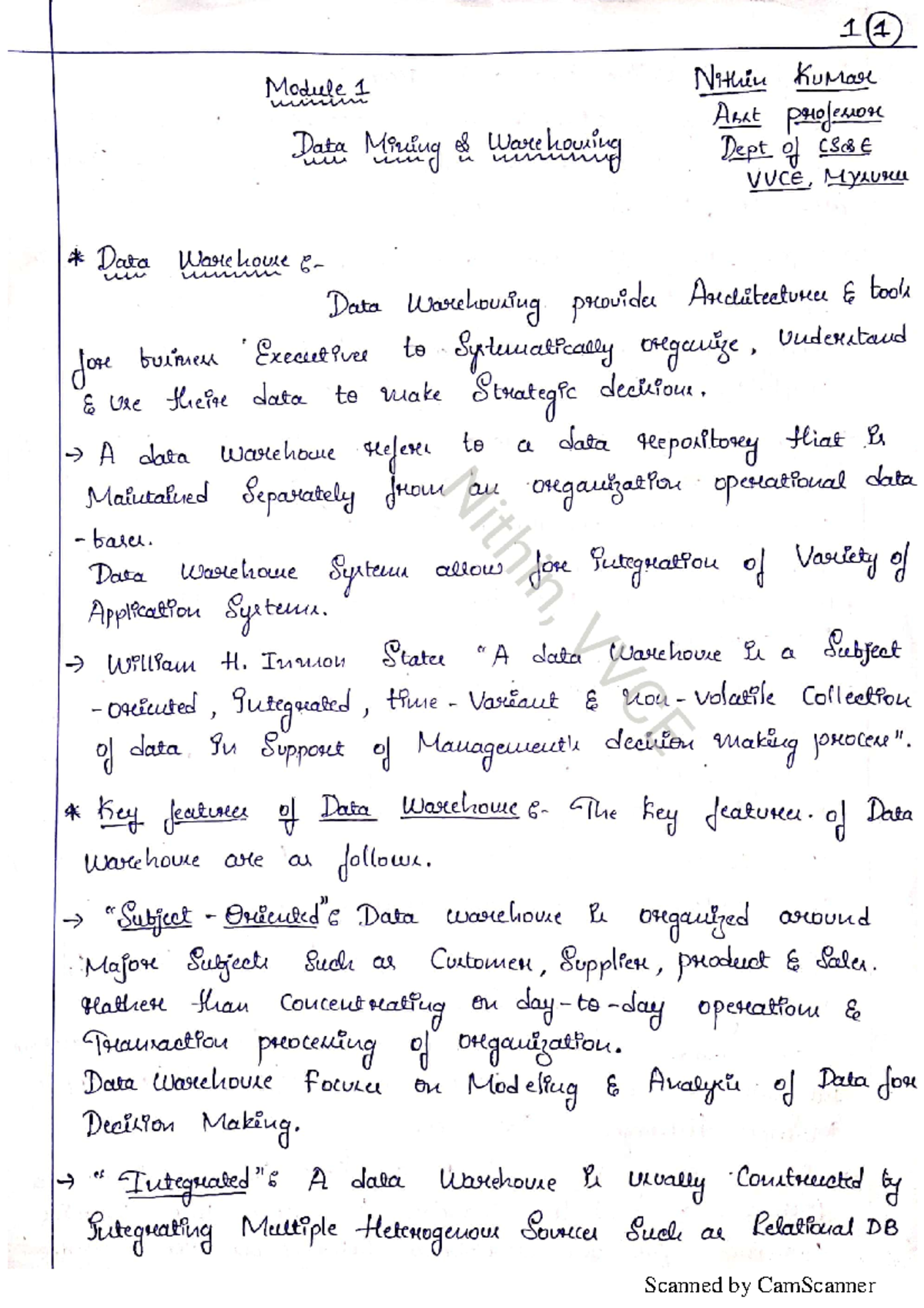 Vtu Data Mining-15CS651 notes by Nithin VVCE,Mysuru - Data mining - Studocu