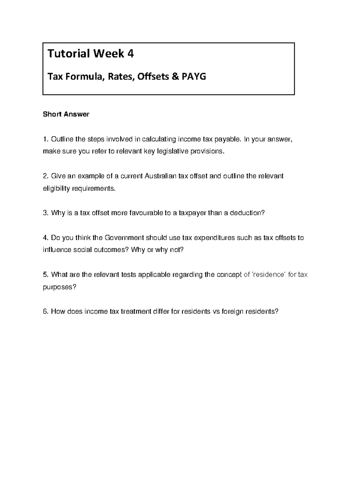 Wk 4Tutorial QuestionsTaxation law week tutorial work for students ...