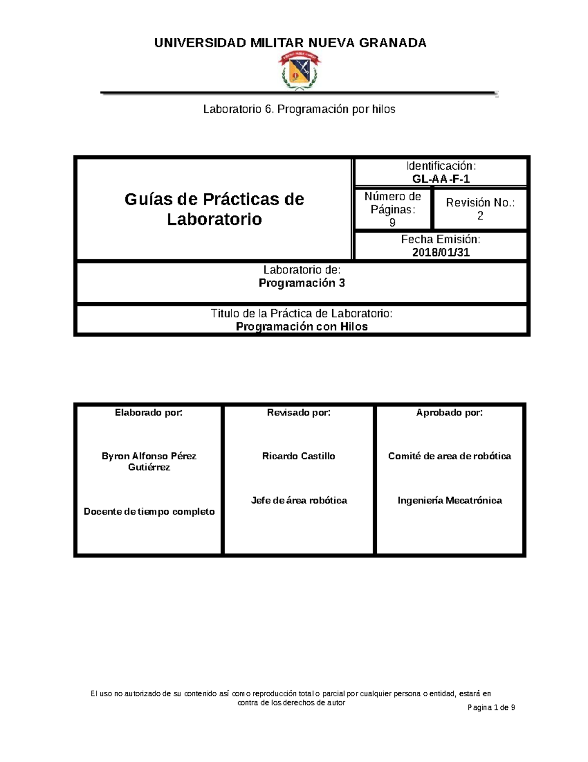 G6-Prog3-Hilos - Guia 6 programacion con hilos - Laboratorio 6 ...