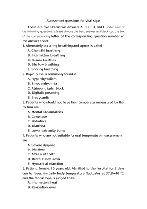 Vital signs care NURS140 - Vital signs care Core temperature: It is the ...