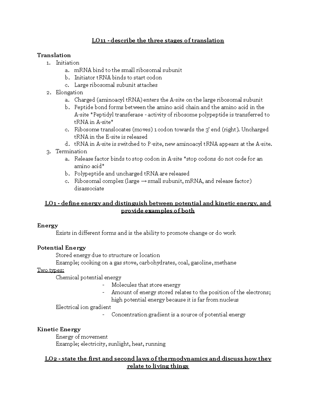 Process of Translation, Thermodynamics, and Enthalpy + Entropy - LO11 ...
