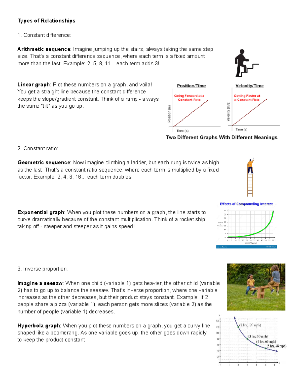 Types of Relationships - Types of Relationships Constant difference ...