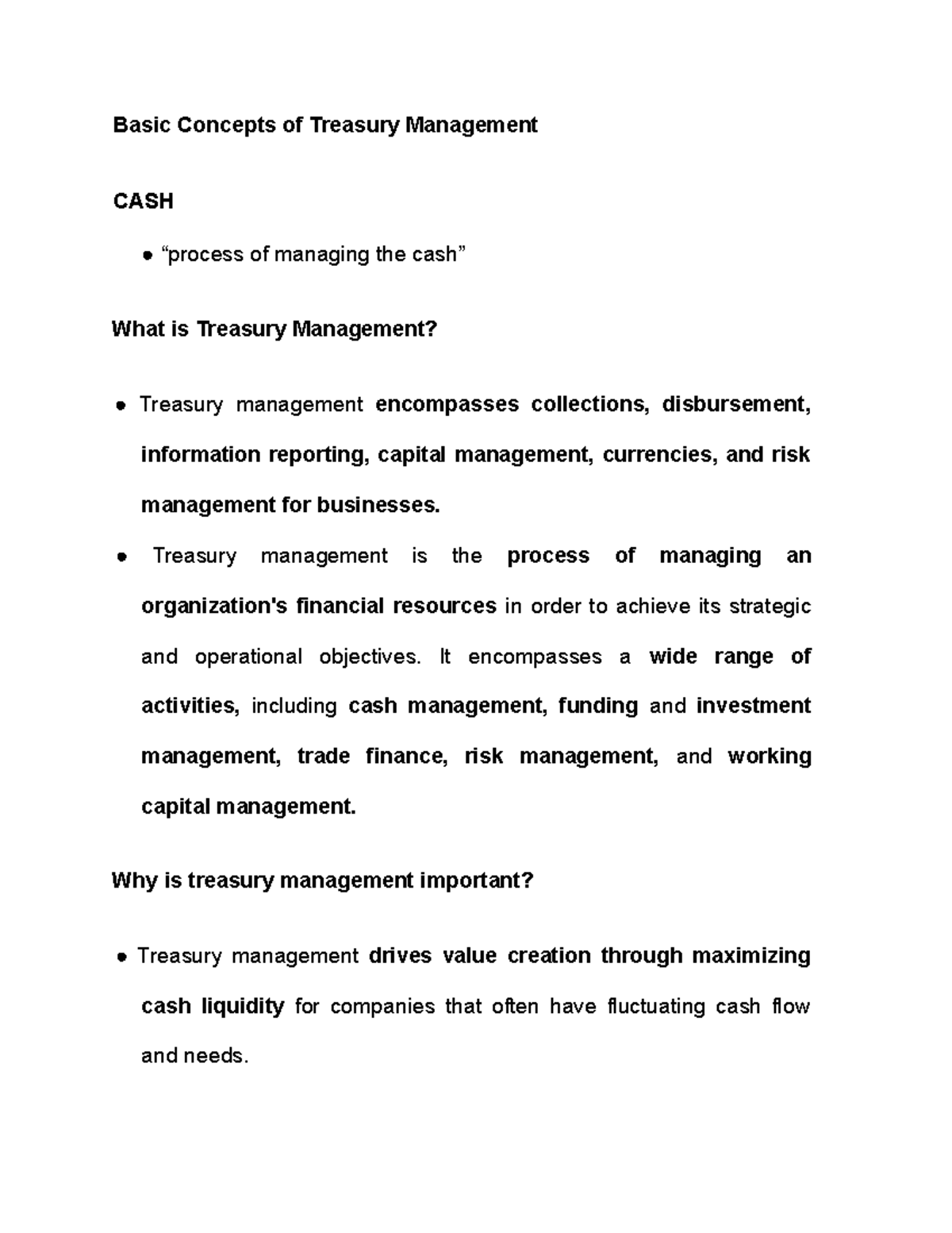 Basic Concepts of Treasury Management I - Basic Concepts of Treasury ...
