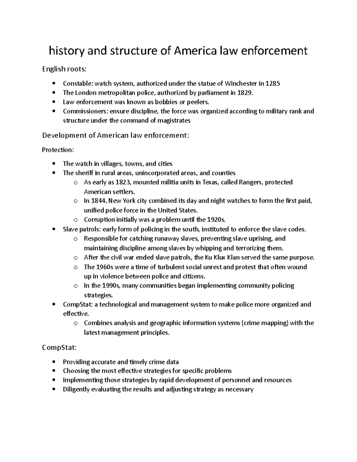 History and structure of America law enforcement - Law enforcement was ...