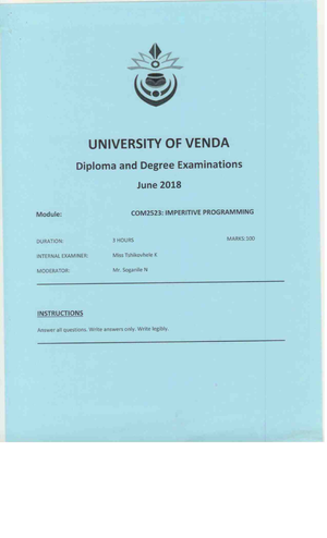 1 - BIS 3641 Exam paper - BIS 1641 - Univen - Studocu