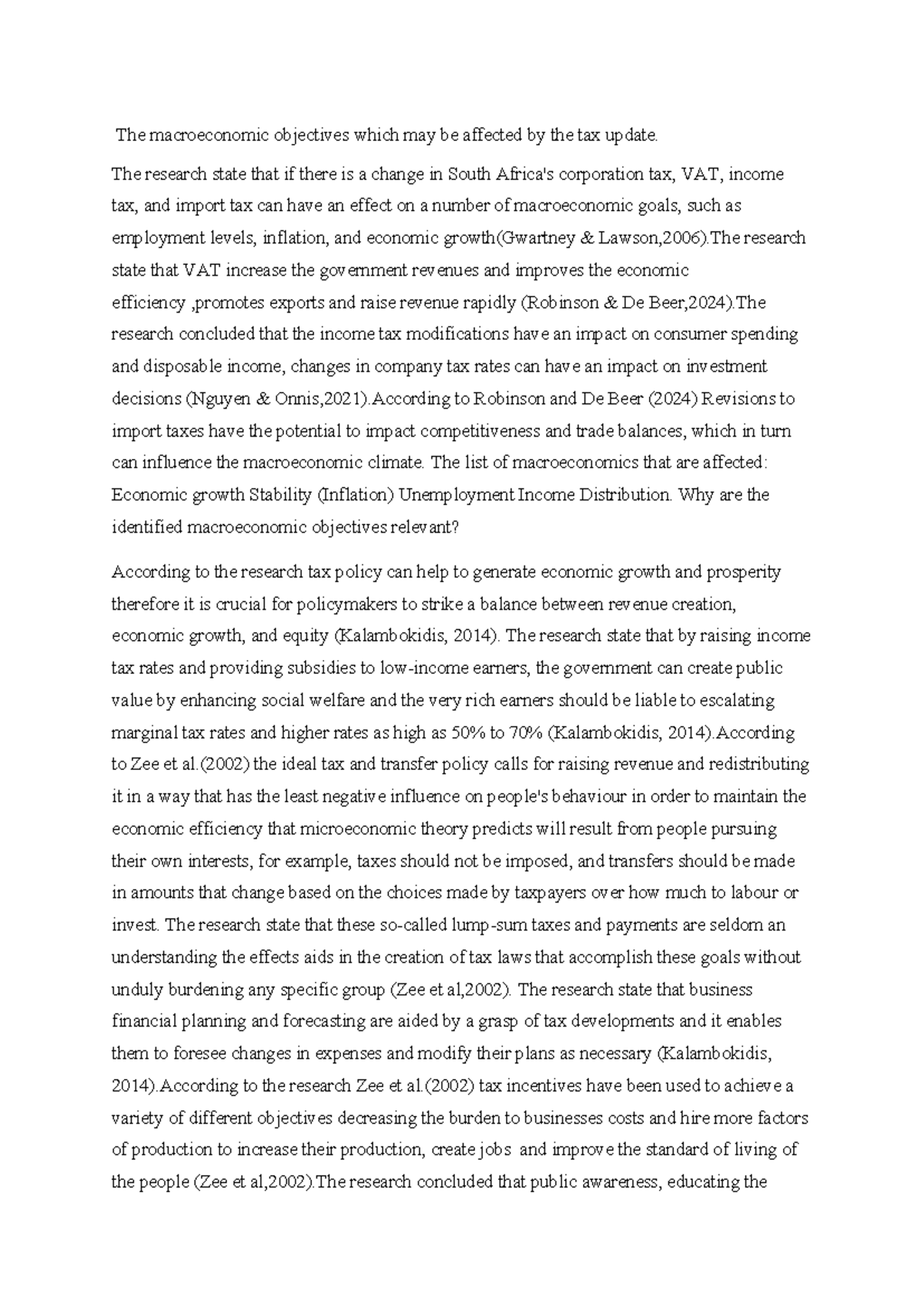 DOC BODY - good stuff - The macroeconomic objectives which may be affected by the tax update ...