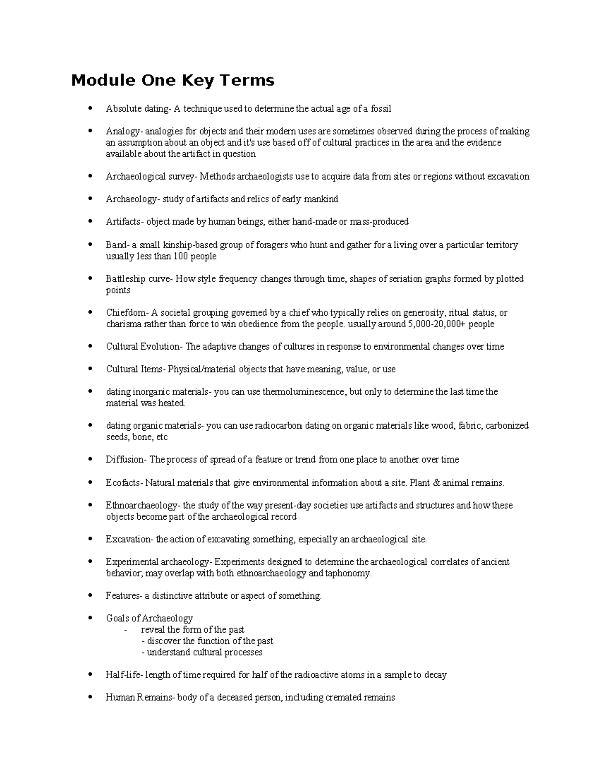 Module One Key Terms - usually around 5,000-20,000+ people Cultural ...