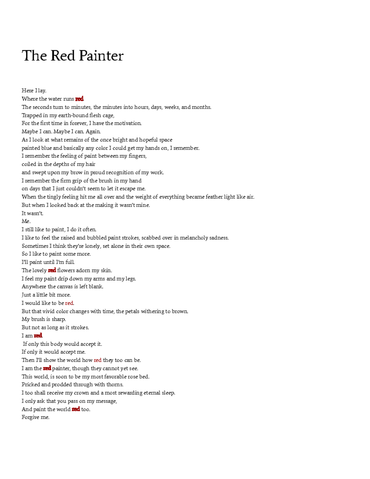 The Red Painter - Poem based off of political Marxist veiws - The Red ...