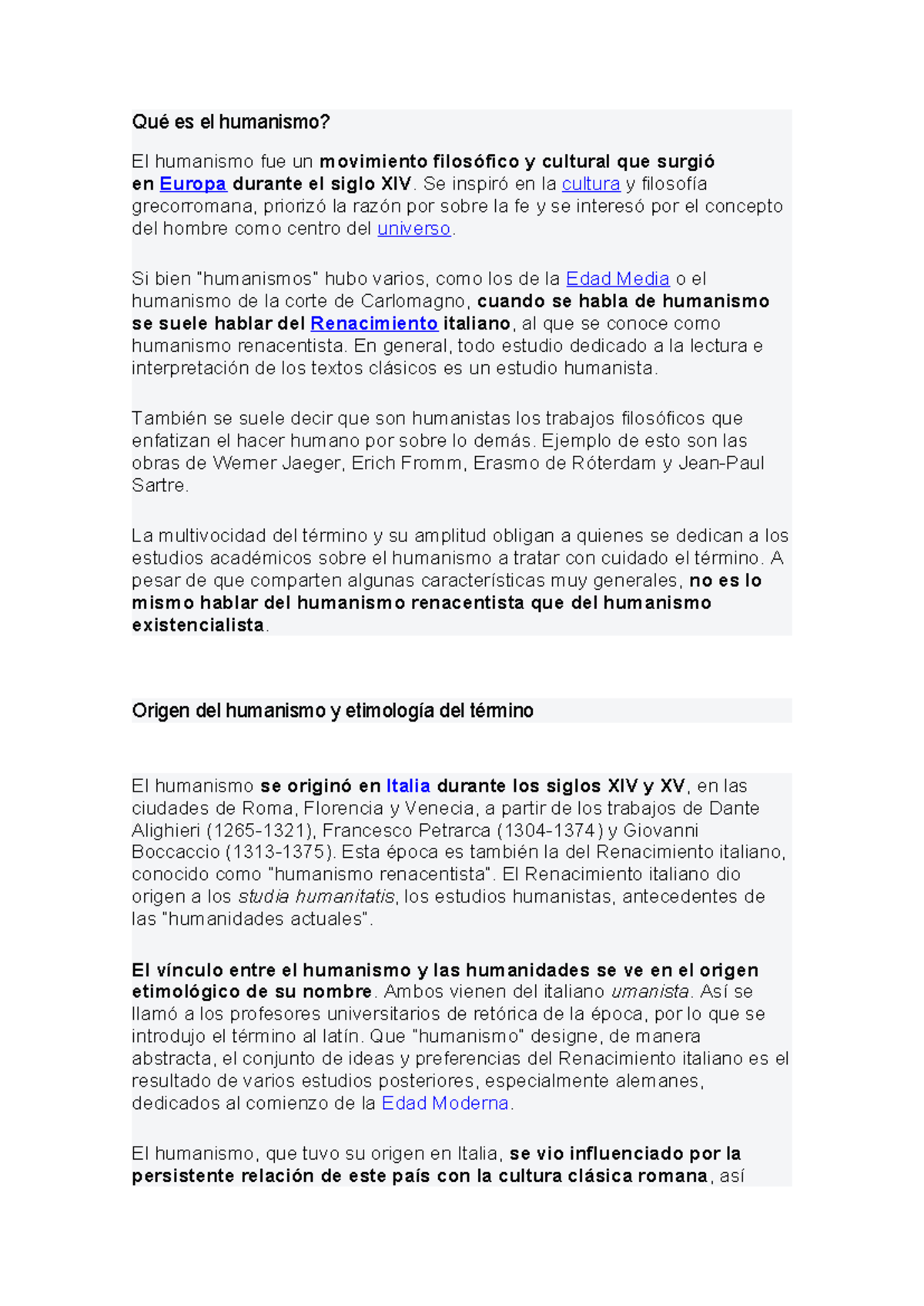 Humanismo - Qué es el humanismo? El humanismo fue un movimiento ...