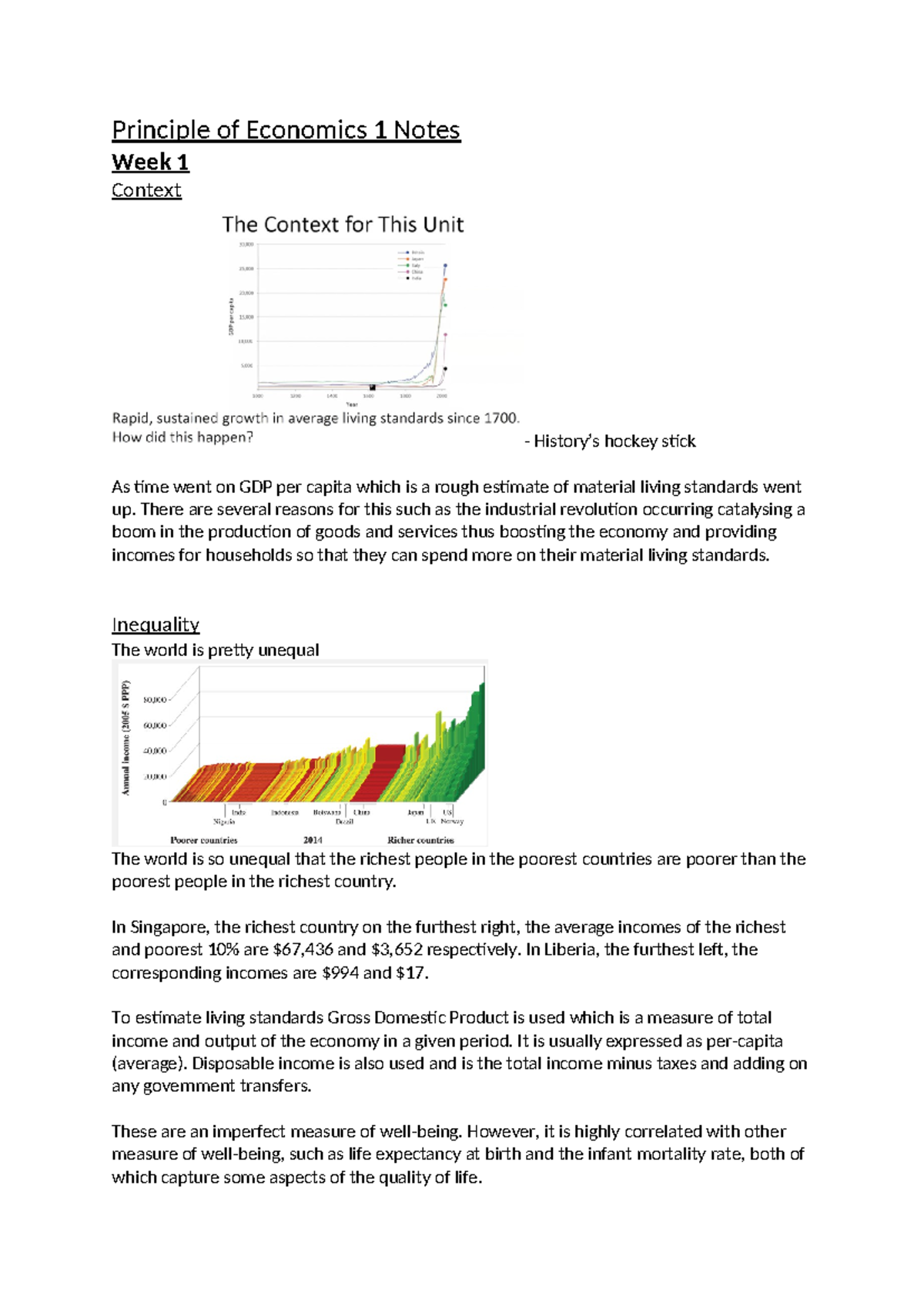 Principle of Economics 1 Notes - Principle of Economics 1 Notes Week 1 ...