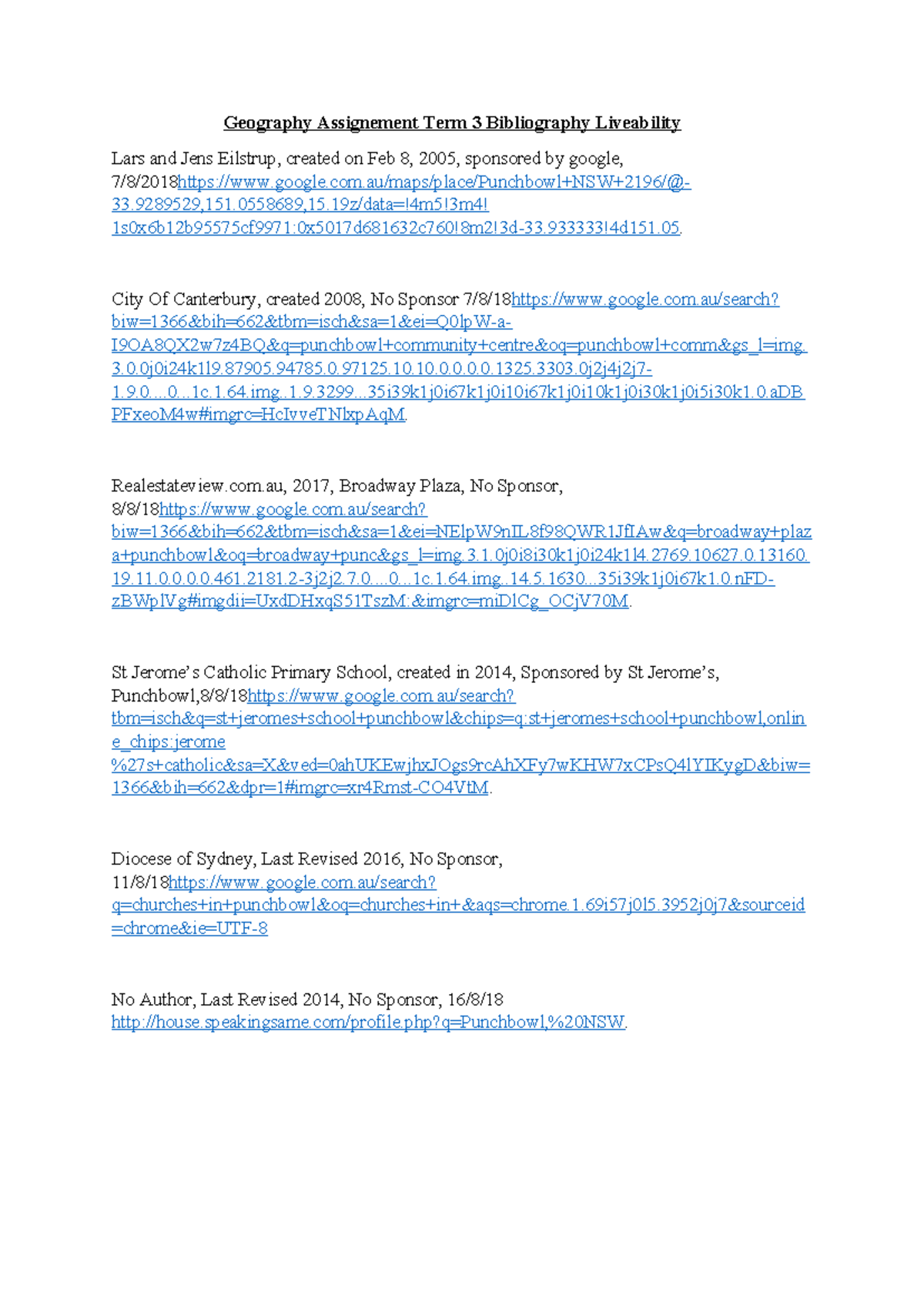 Geography Assignement Term 3 Bibliography Liveability - Geography ...