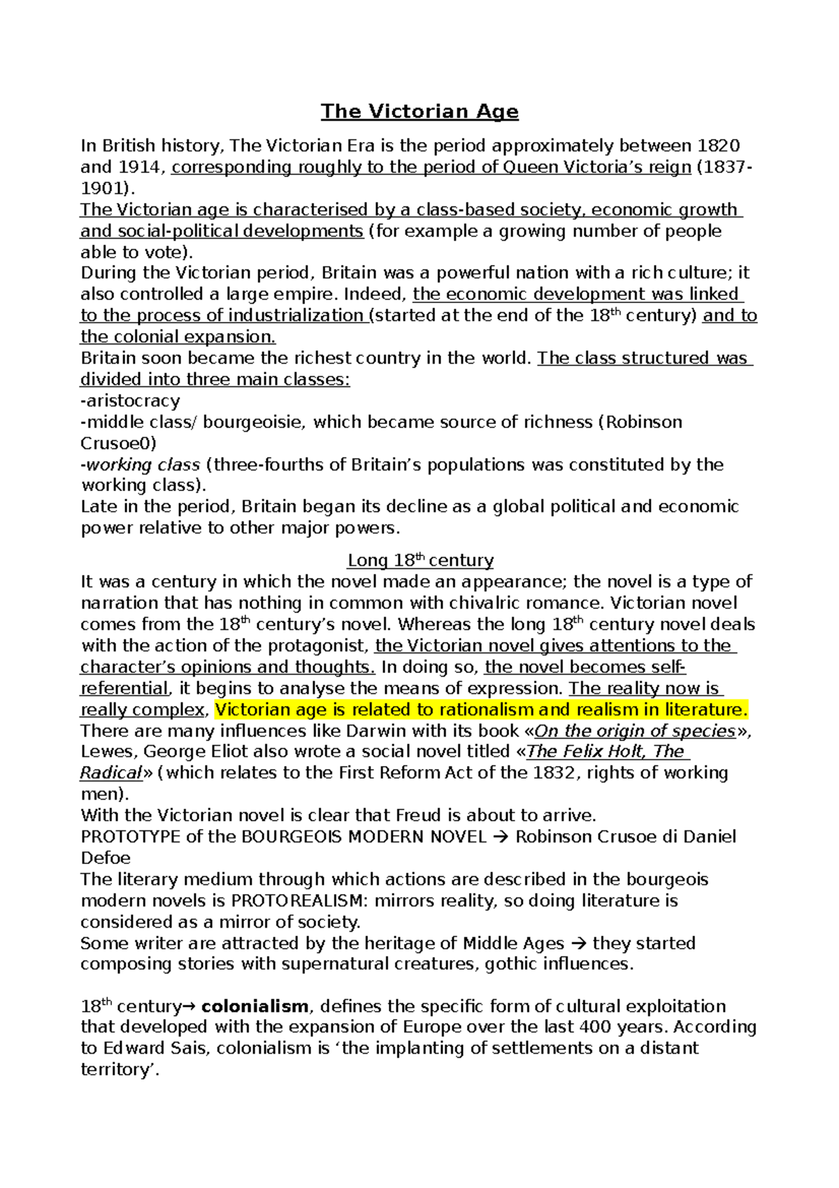 The Victorian Age - The Victorian age is characterised by a class-based ...