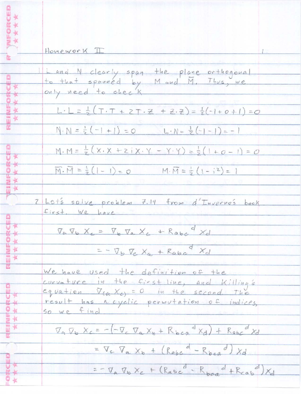 General Relativity - Problem set 2 (solution) - PHY 6938 - Studocu