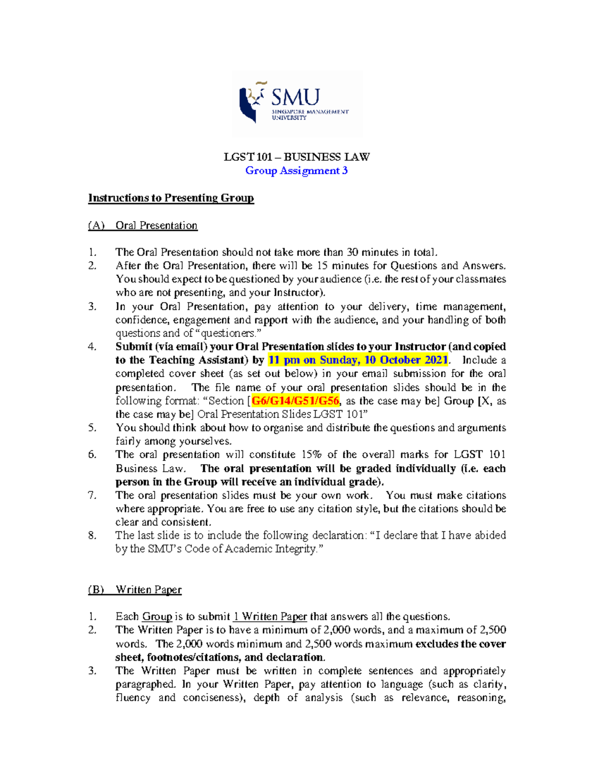 (4.3) Group Assignment 3 (T1 AY 2021 22) - LGST 101 – BUSINESS LAW ...