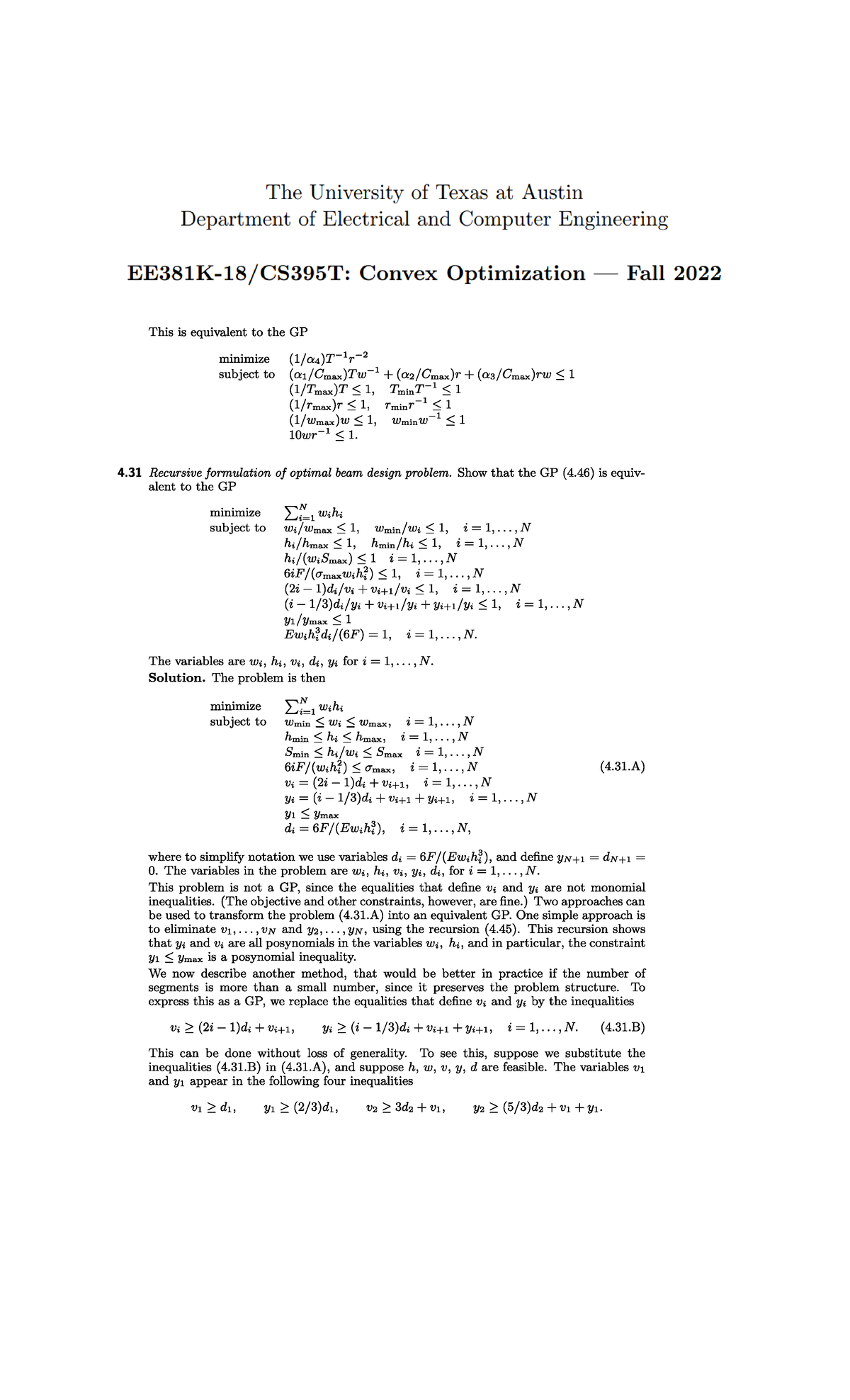 Convex Practice 99 Ece 381k Studocu
