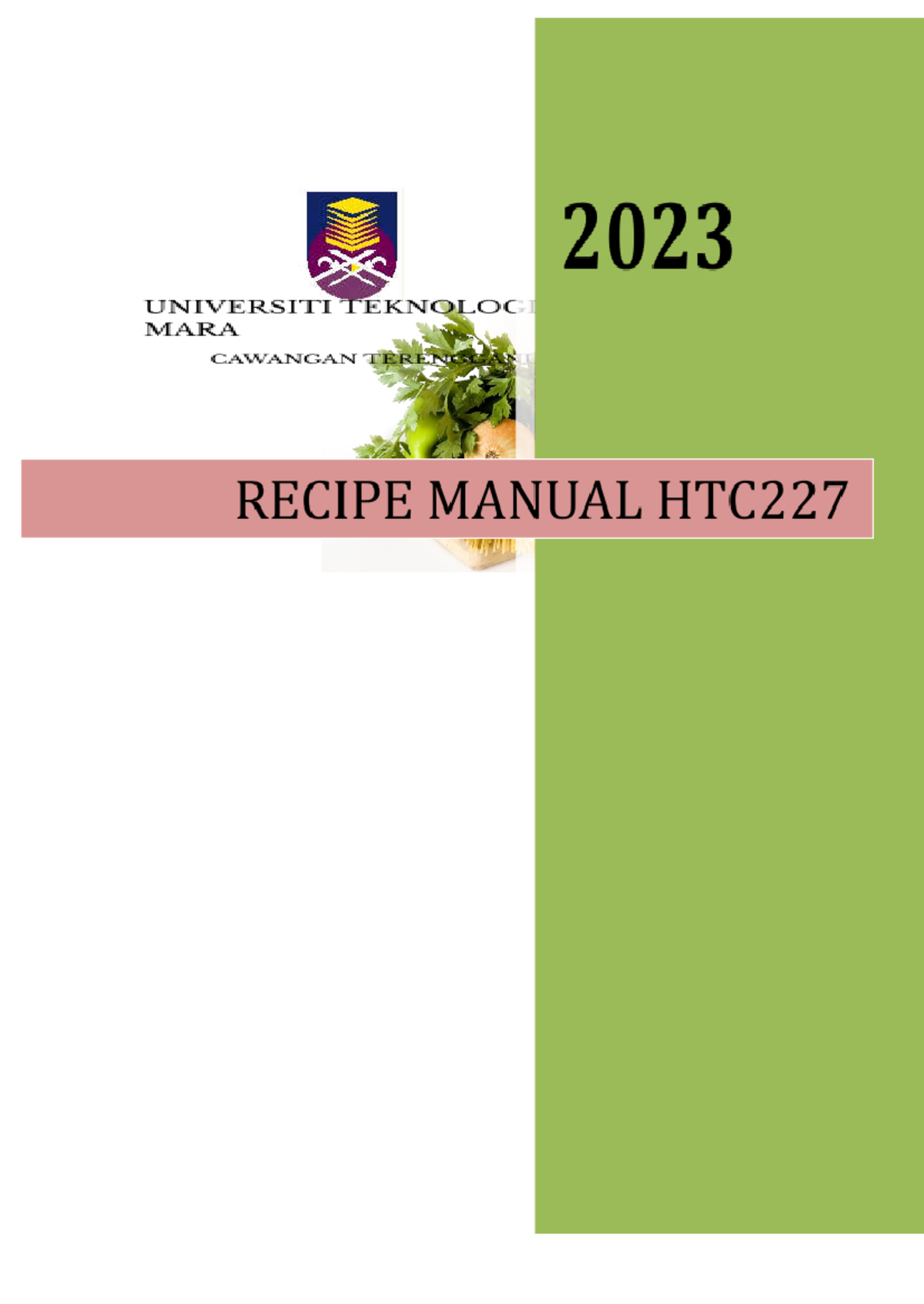 Manual Recipe 2023 HTC227 - ADVANCED CULINARY SKILL HTC Prepared by ...
