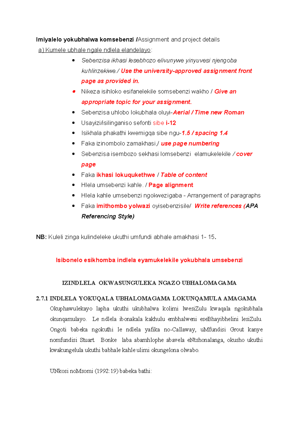 Imiyalelo yokubhalwa komsebenzi - / Use the university-approved ...