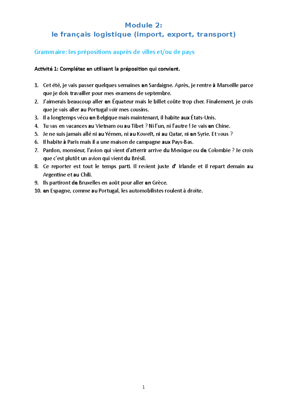 Module 2 le français logistique étudiants - Module 2: le français ... Module 2 le français logistique étudiants - Module 2: le français ...