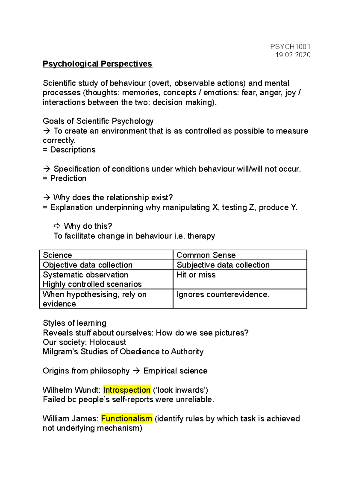 Psychological Perspectives - PSYCH 19. Psychological Perspectives ...