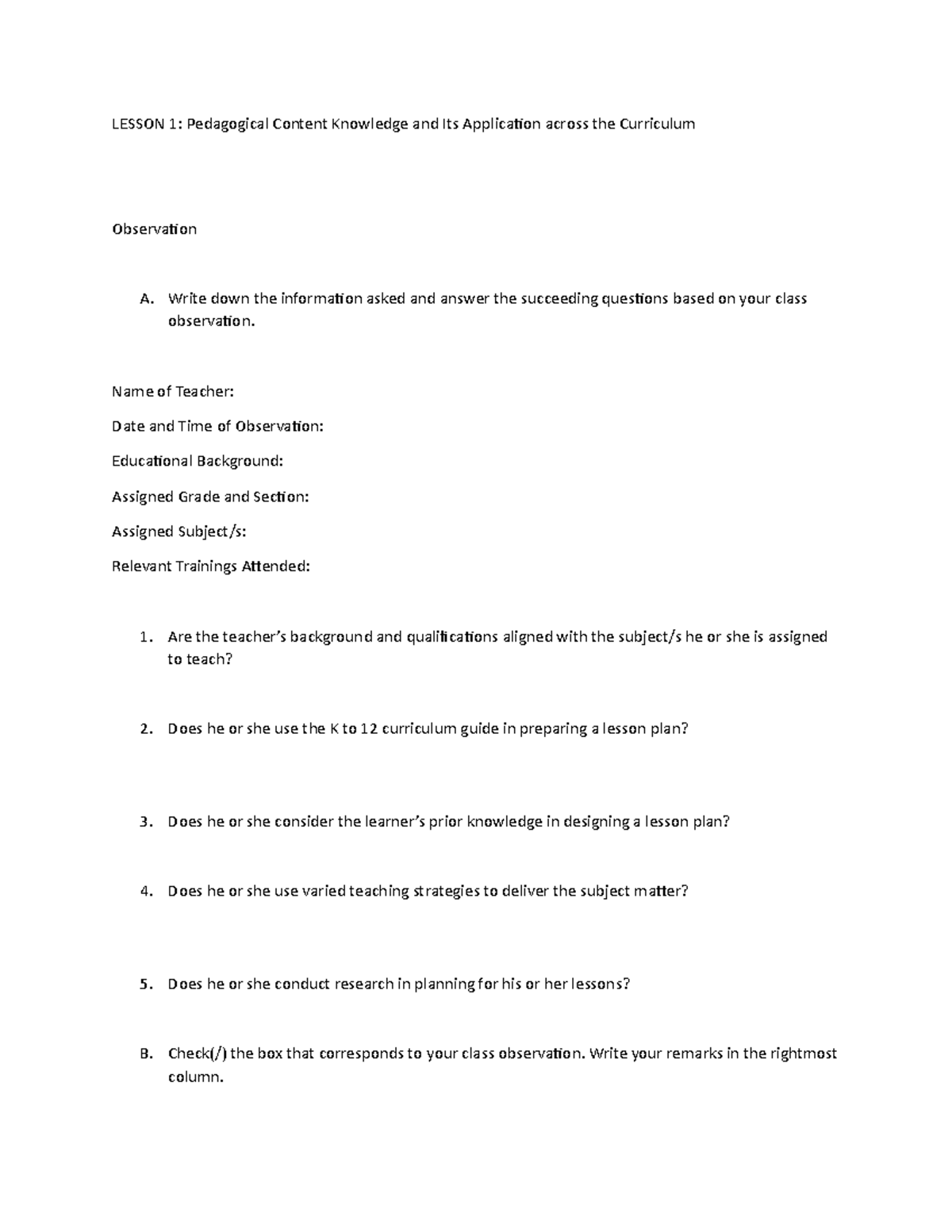 Fs1 - ENJOY BROWSING - LESSON 1: Pedagogical Content Knowledge and Its ...