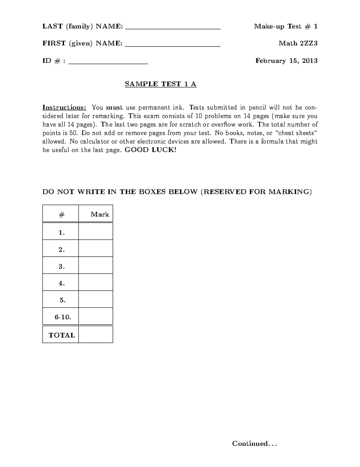 M2ZZ3 t1 sample a - Tutorial 1-a questions - Math 2Zz3 - McMaster - Studocu