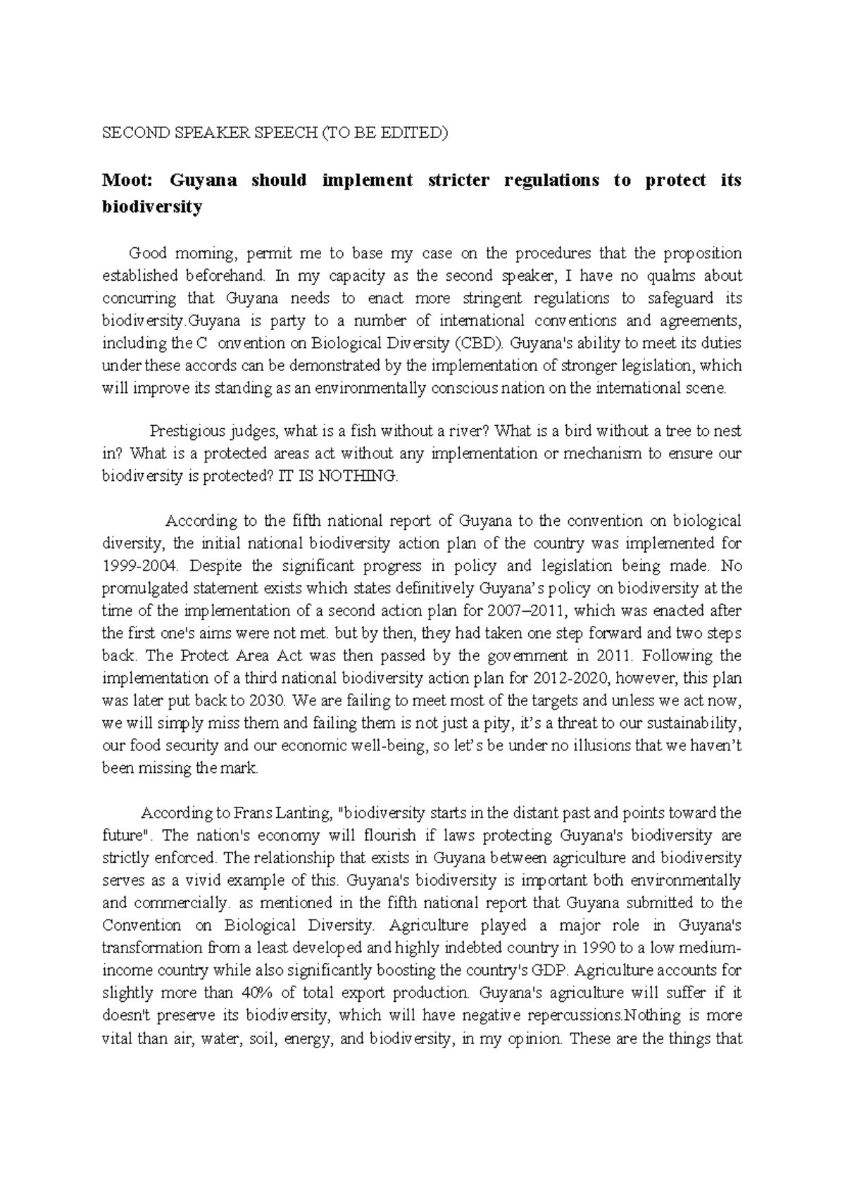 Second Speaker Speech (TO BE Edited) - SECOND SPEAKER SPEECH (TO BE ...