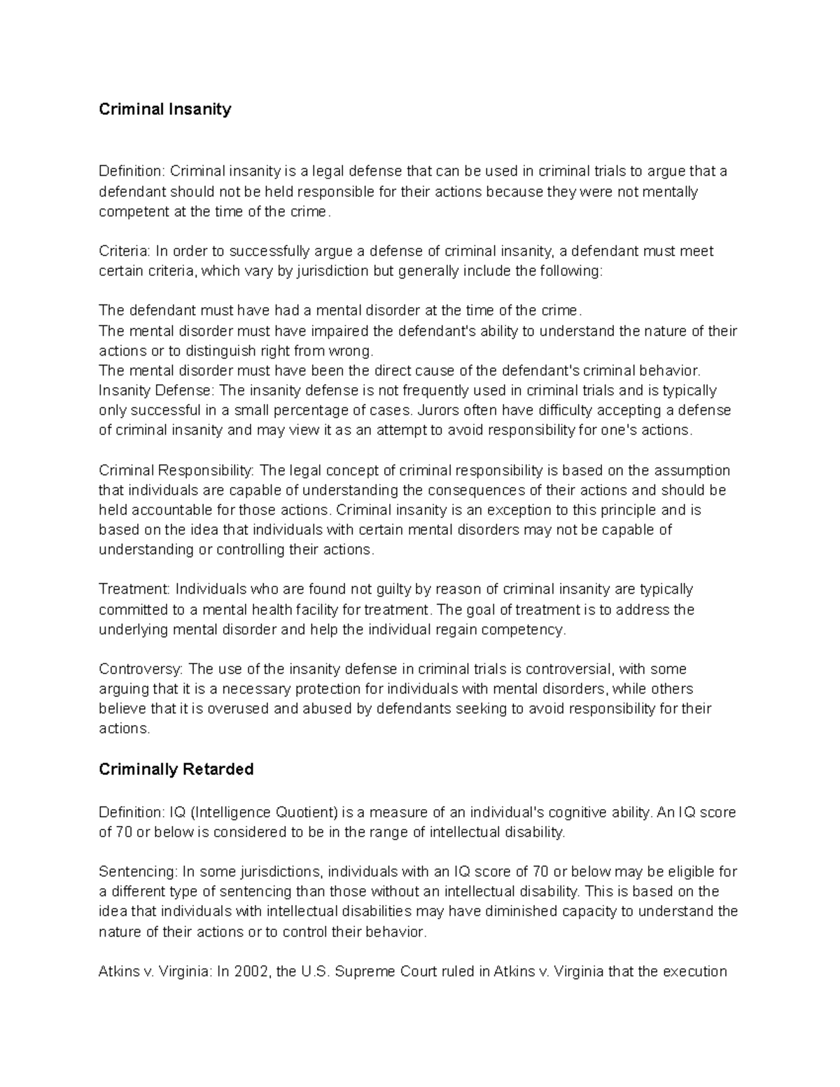 Criminally Insane v. Criminally Retarded - Criminal Insanity Definition ...