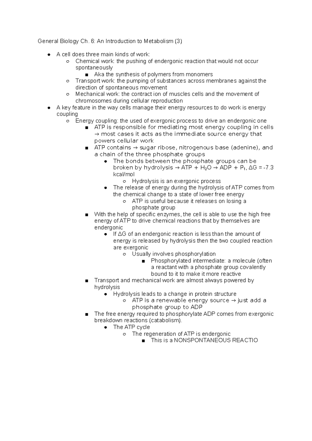 General Biology 1 Ch. 6 An Introduction to Metabolism - General Biology ...