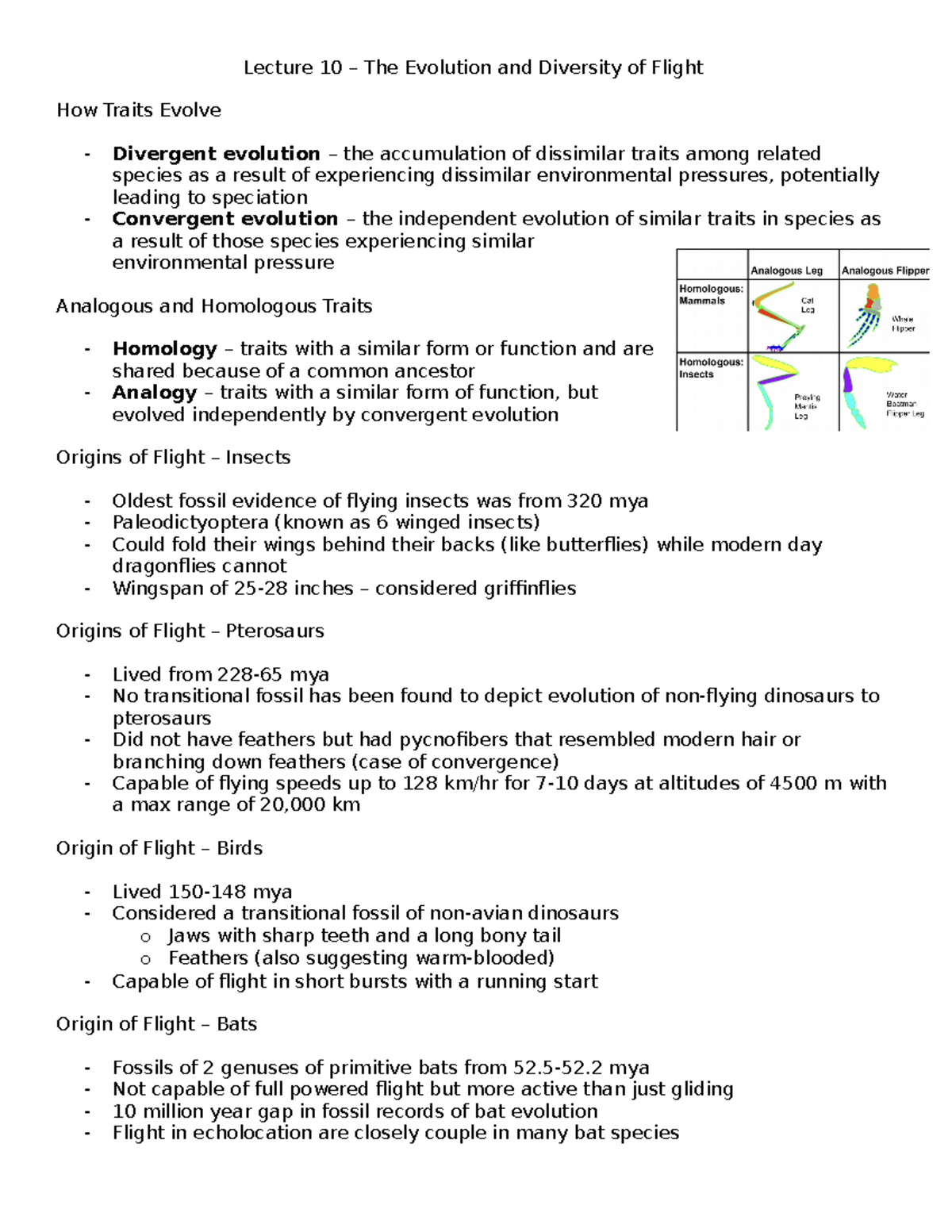 Lecture 10 - The Evolution and Diversity of Flight - Lecture 10 – The ...