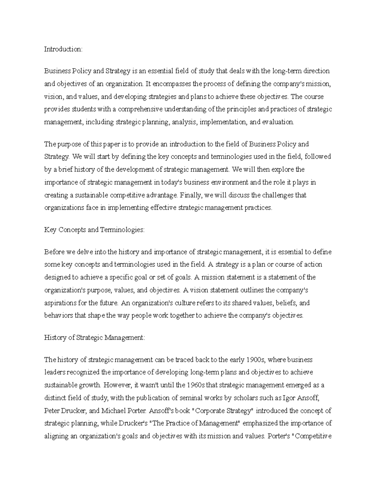 Intro to Business Policy and Strategy - Introduction: Business Policy ...