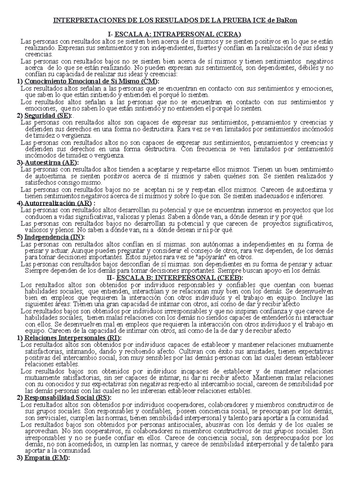 D Iinterpretacion ICE DE Ba Ron - INTERPRETACIONES DE LOS RESULADOS DE ...