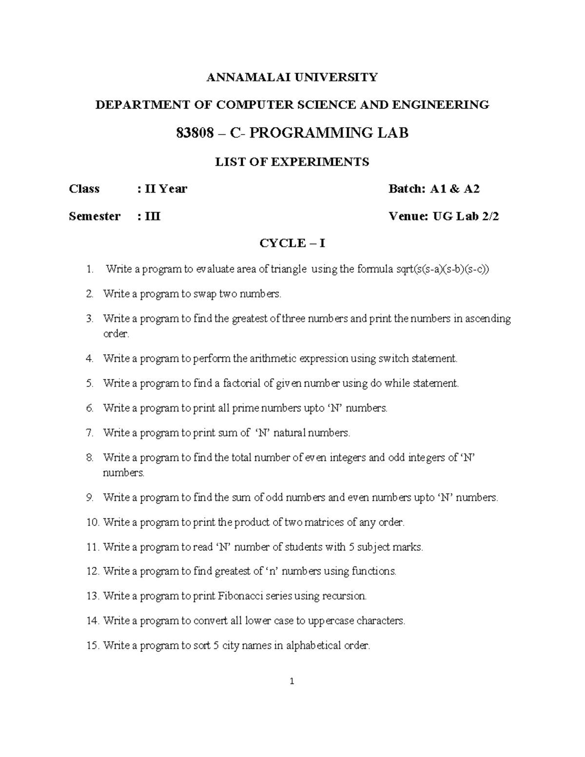 C Programming by Example - ANNAMALAI UNIVERSITY DEPARTMENT OF COMPUTER ...
