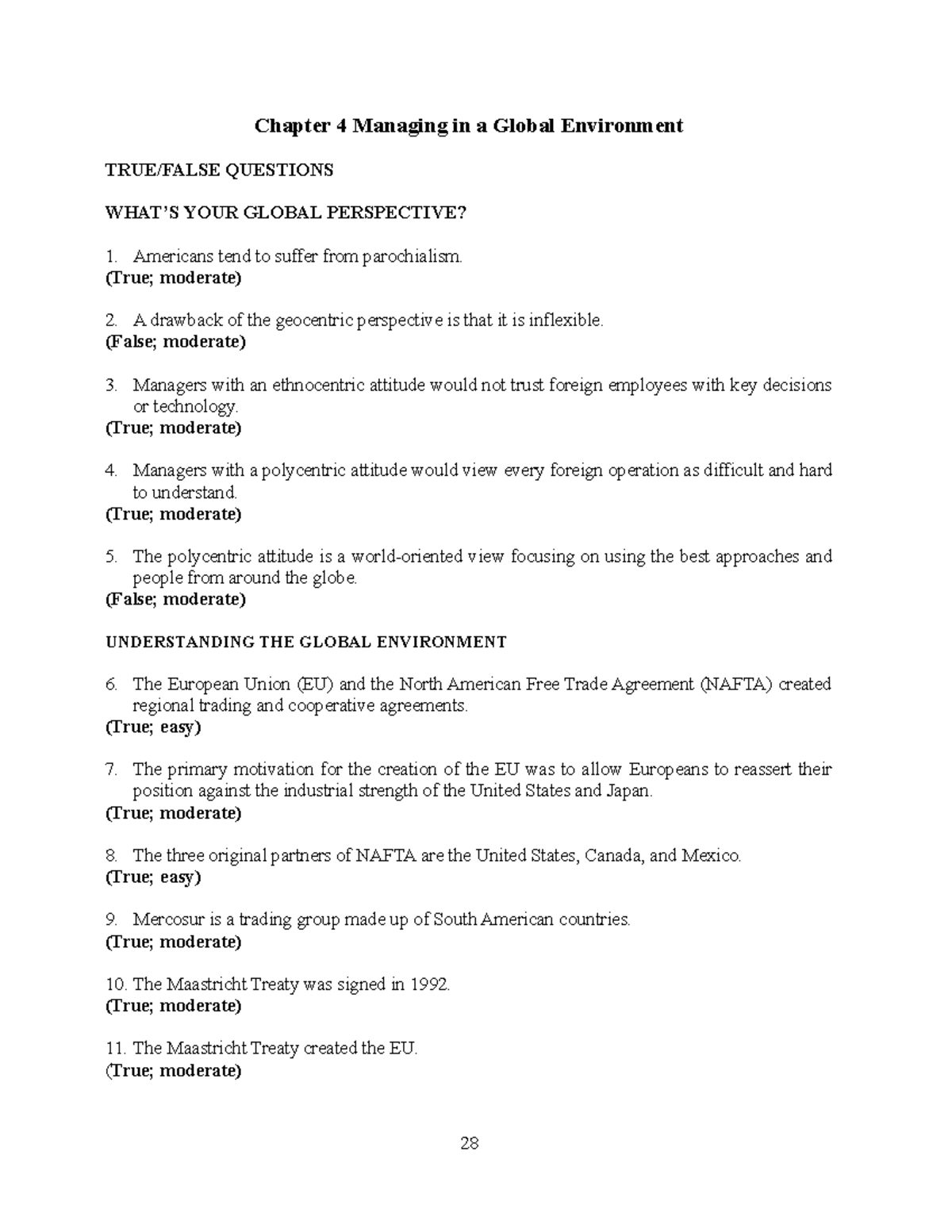 13 - MCQs - Part 2 - Ch 03 - Managing in a Global Environment - Chapter ...