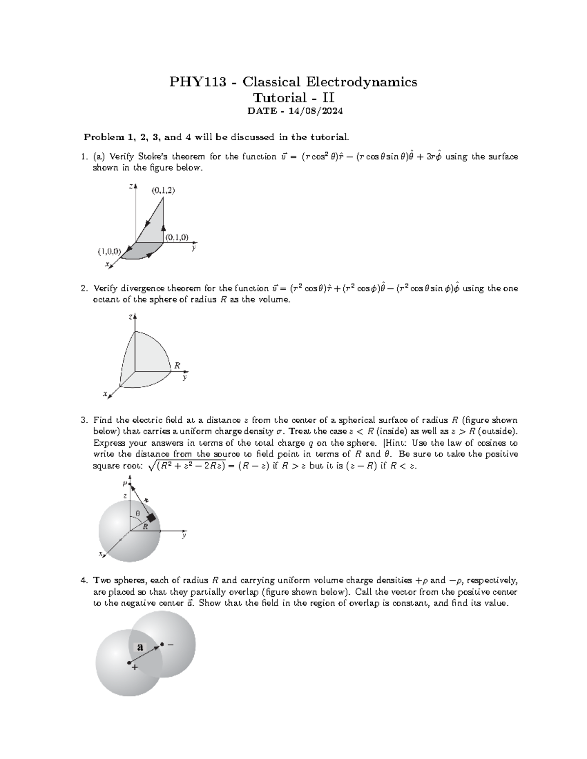 Tutorial 2 - doc - PHY113 - Classical Electrodynamics Tutorial - II ...