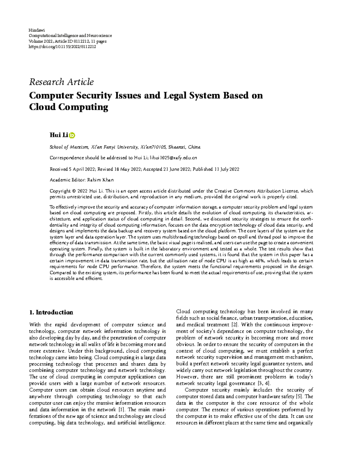 Computer Security Issues and Legal System Based on Cloud Computing ...