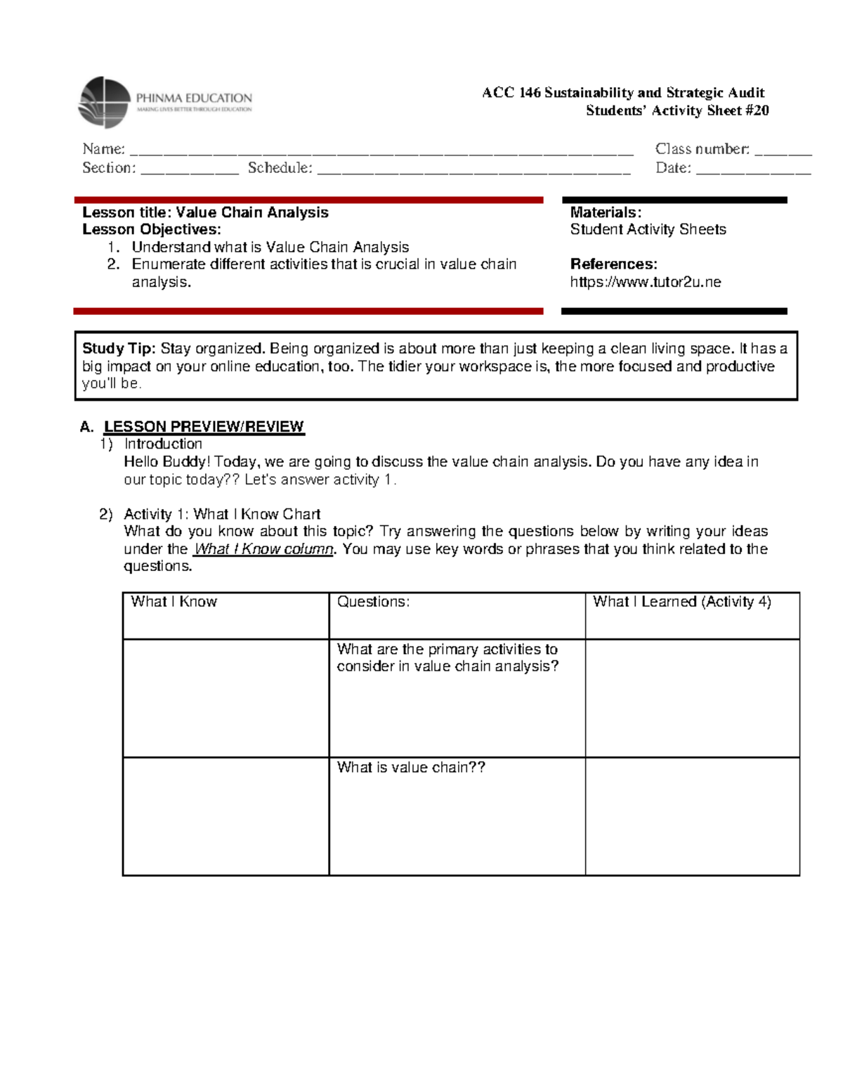 Copy of SAS#20 - ACC 146 - lecture notes summaries and activities or ...